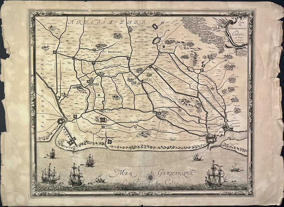 Antique map of the Government of Calais by S. de Beaulieu - ca. 1660 ...