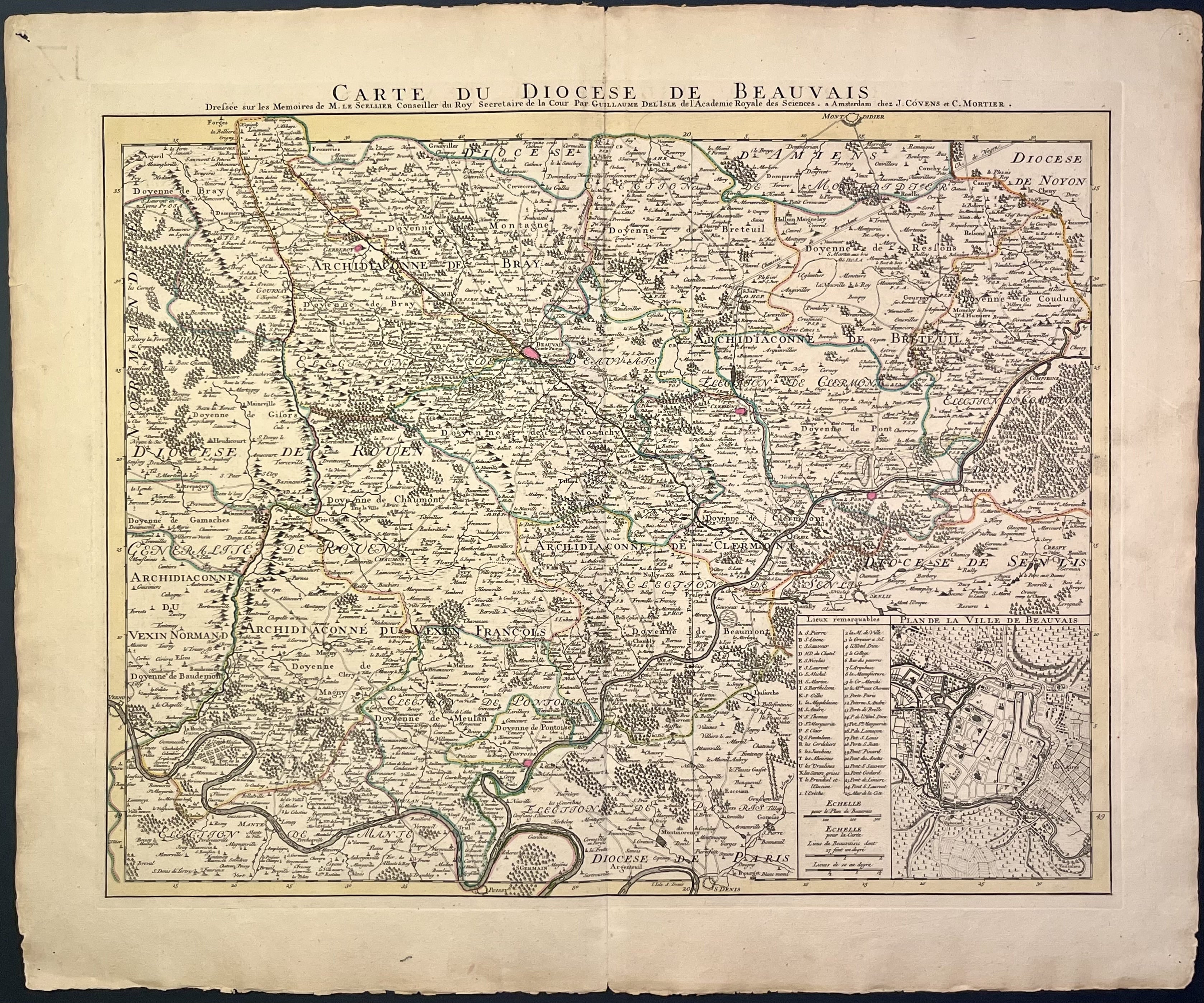 Antique map of the Diocese of Beauvais by G. Delisle - ca. 1710 – Votre ...