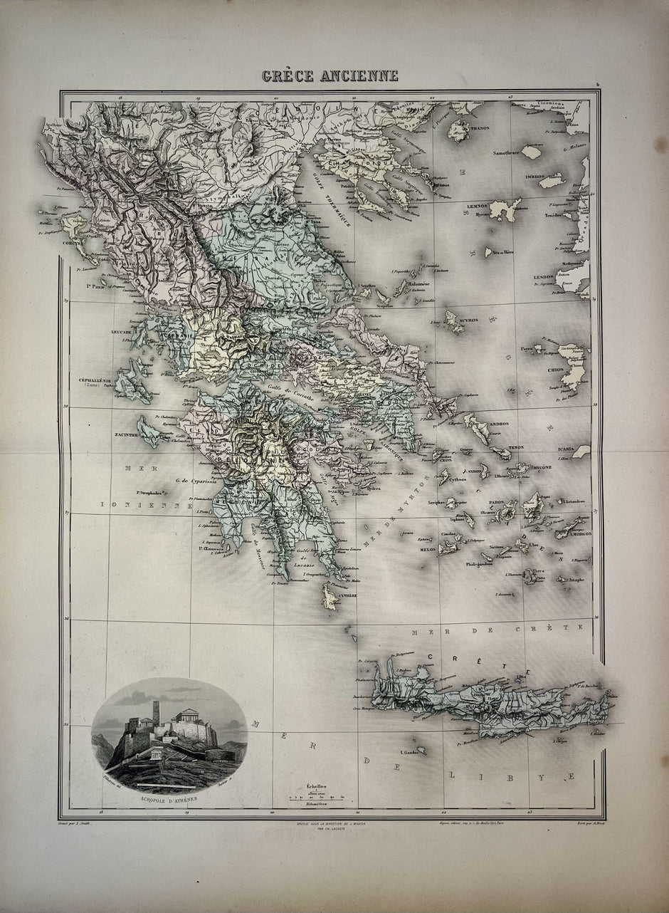 Carte ancienne de la Grèce Antique : vente de cartes historiques ...