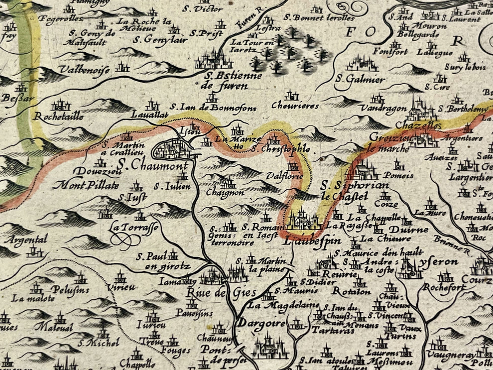 Antique map of Beaujolais and Mâconnais by J. Leclerc - ca. 1620 ...