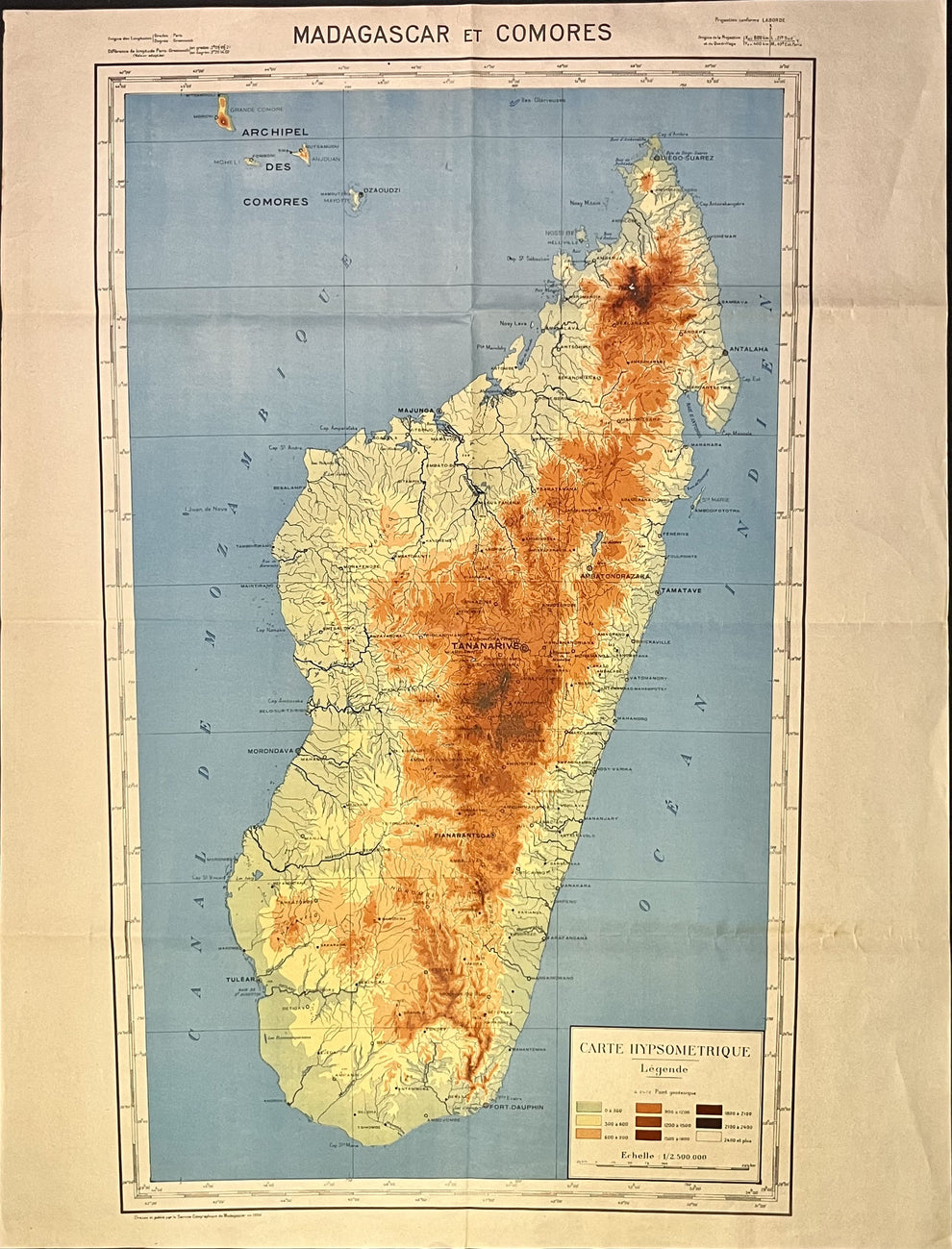 Carte ancienne de Madagascar par le Service Géographique - 1950 – Votre ...