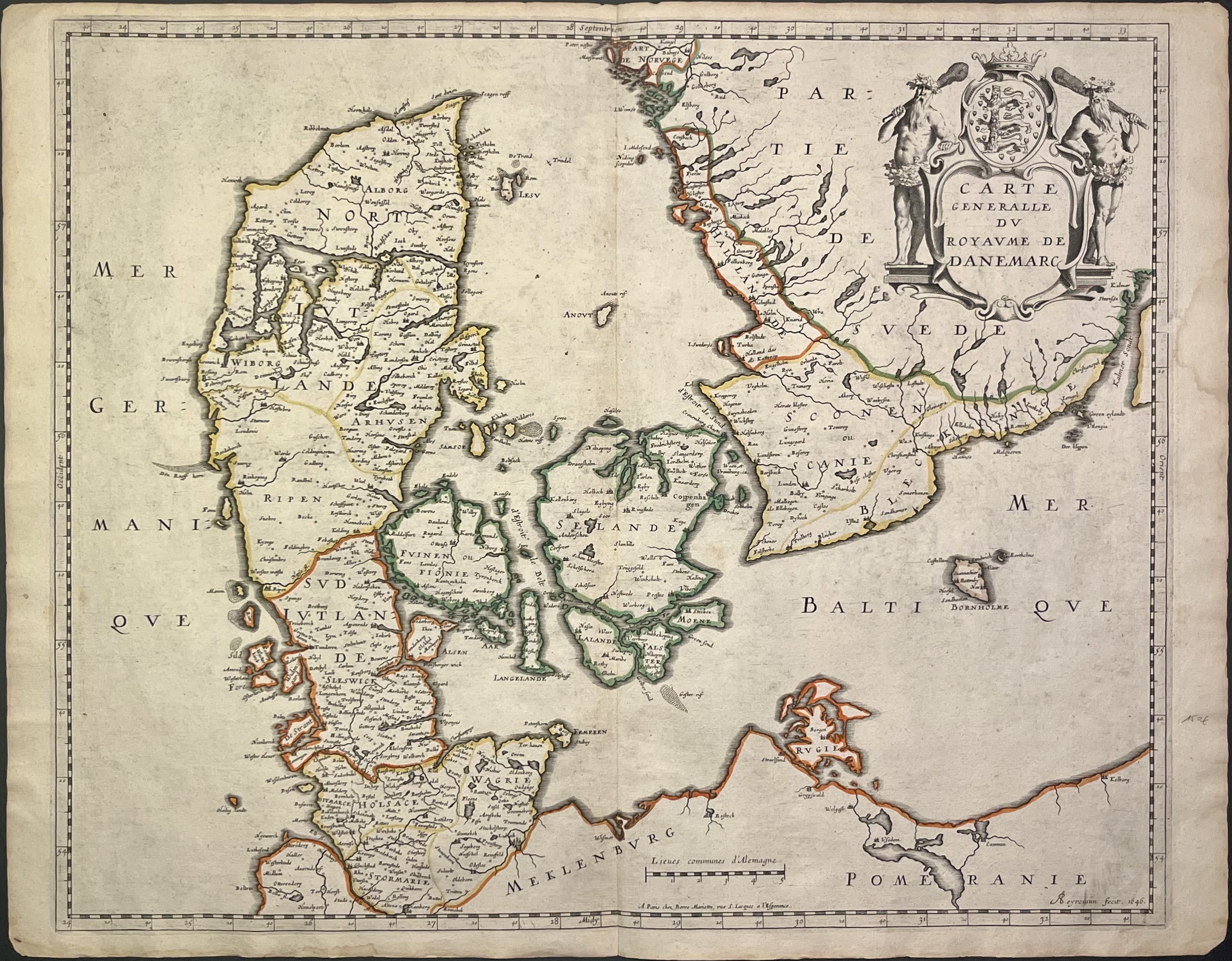 Antique map of the Kingdom of Denmark by P. Mariette - 1646 – Votre ...