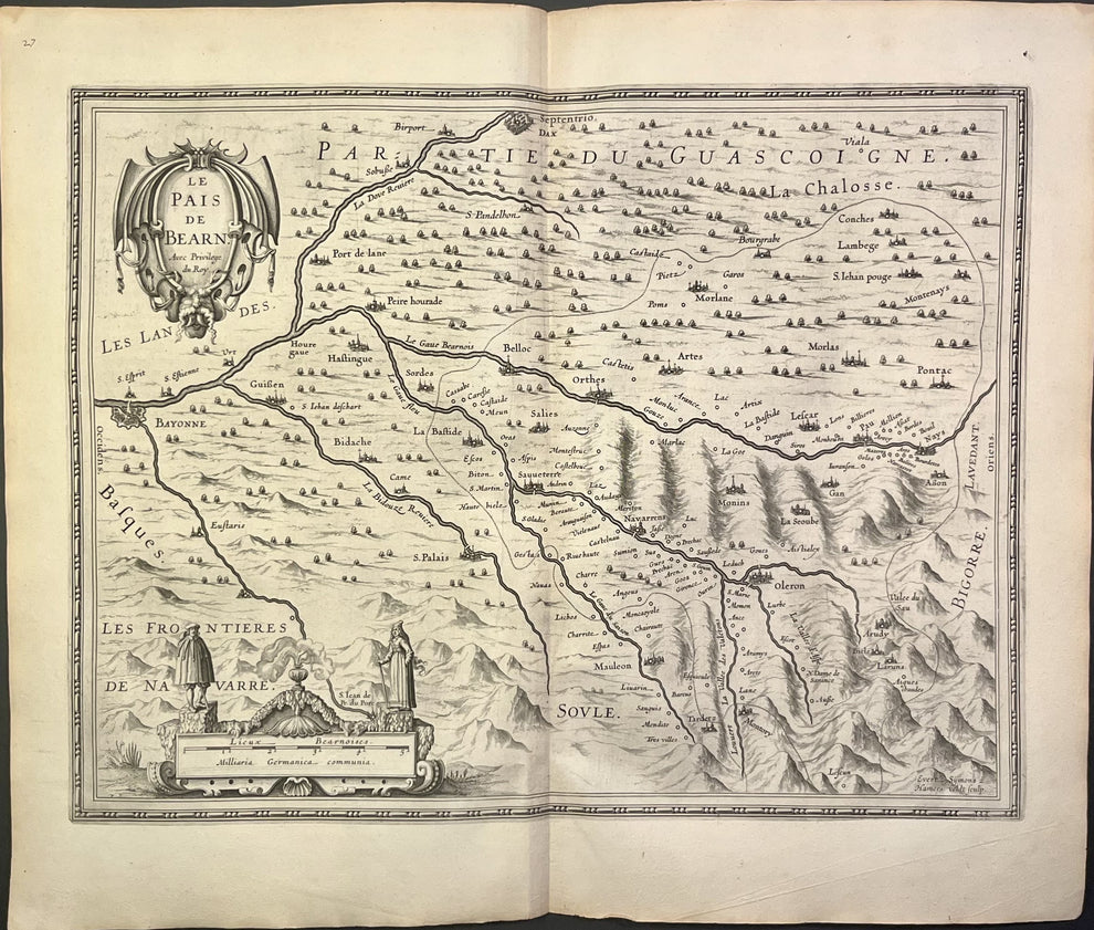 Antique map of Béarn by J. Janssonius - ca. 1630 – Votre Carte Ancienne