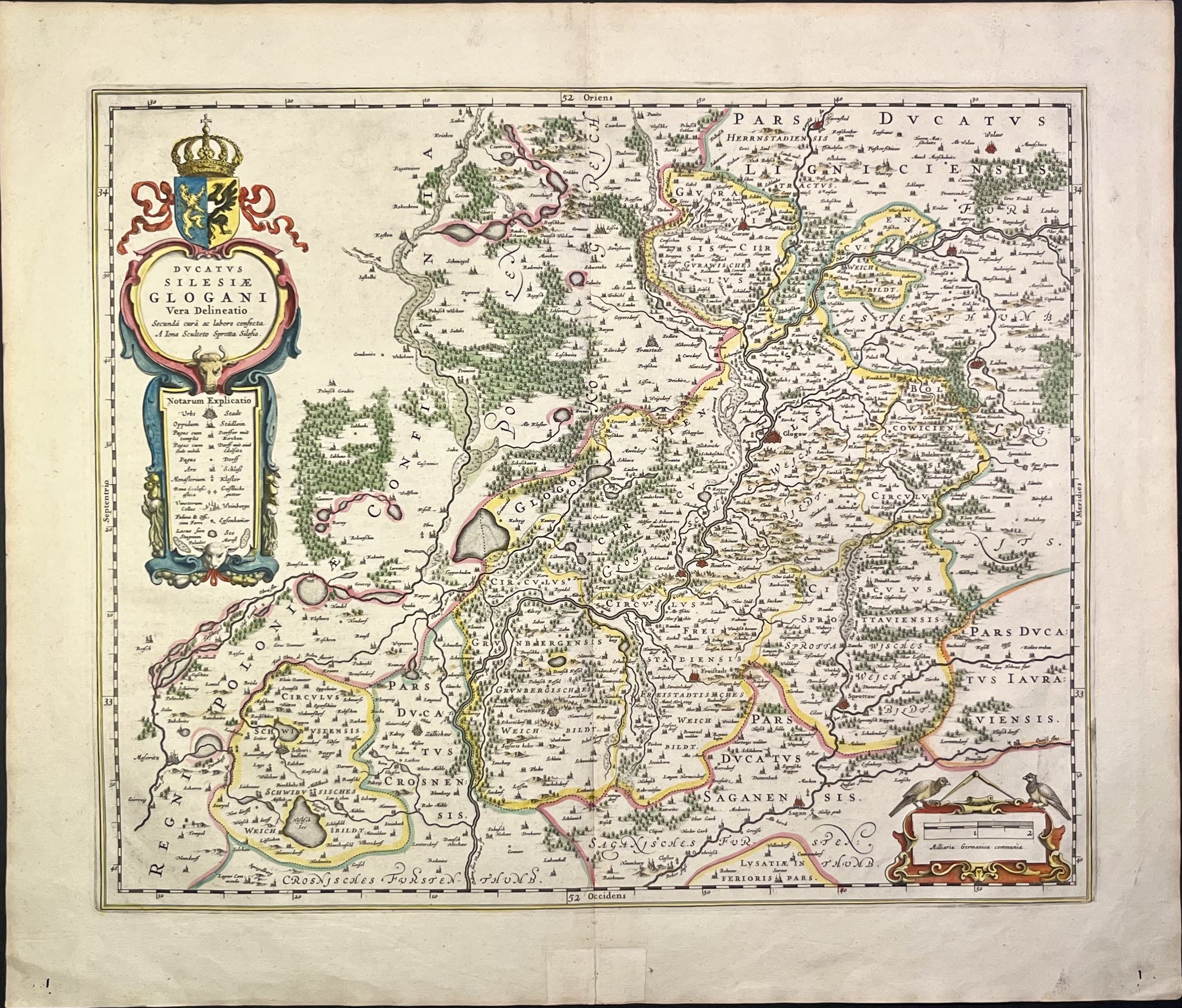 Carte ancienne du duché de Glogow par J. Janssonius - ca. 1640 – Votre ...
