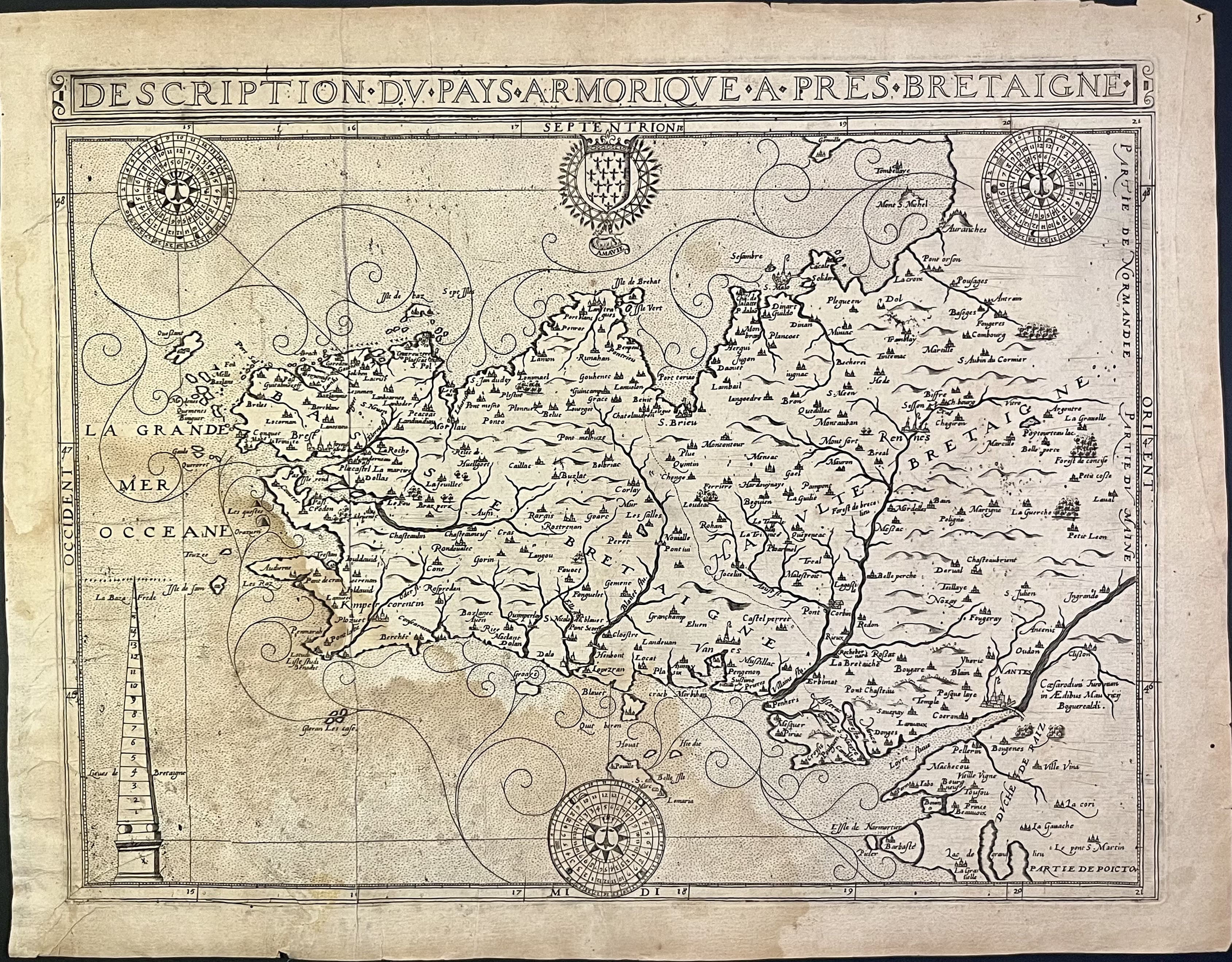 Carte ancienne du Pays Armorique par J. Leclerc - ca. 1620 – Votre ...