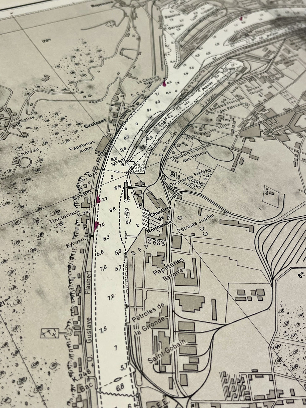 Antique nautical chart of the port of Rouen – Votre Carte Ancienne