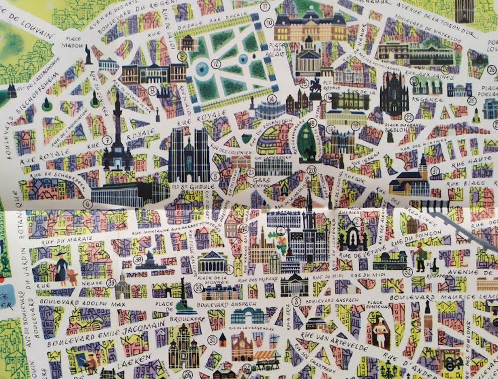 Vintage illustrated map of Brussels by De Roeck - ca. 1950 – Votre ...