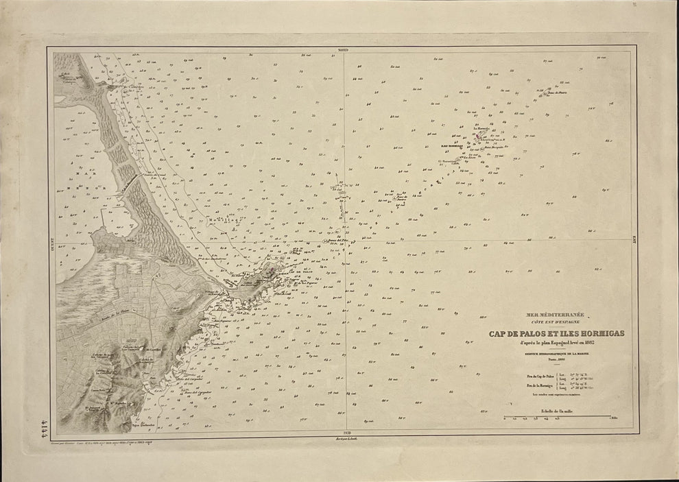Antique nautical chart of Cape Palos and the Hormigas Islands - Spain ...