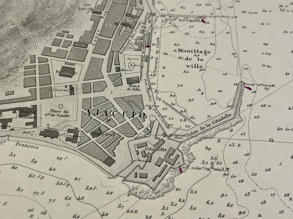 Antique nautical chart of the Bay of Ajaccio – Votre Carte Ancienne