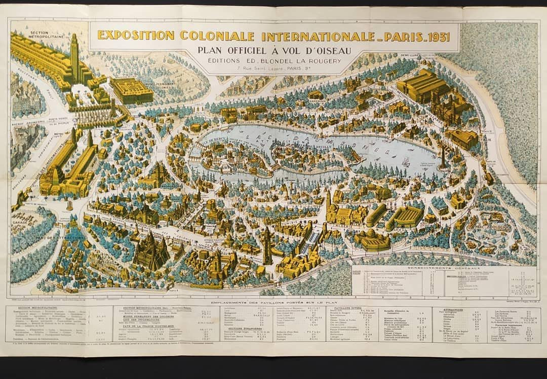 Illustrated poster of the International Colonial Exhibition in Paris ...