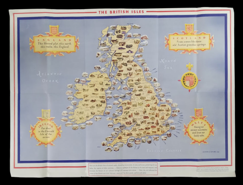 Vintage pictorial map "The British Isles" by Alfred Taylor - ca. 1950 ...